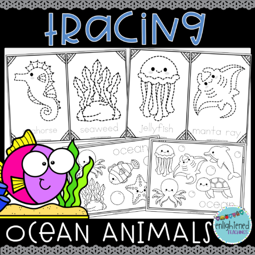 Ocean Animals Tracing Worksheets Fine Motor Activity Ocean Animals ...