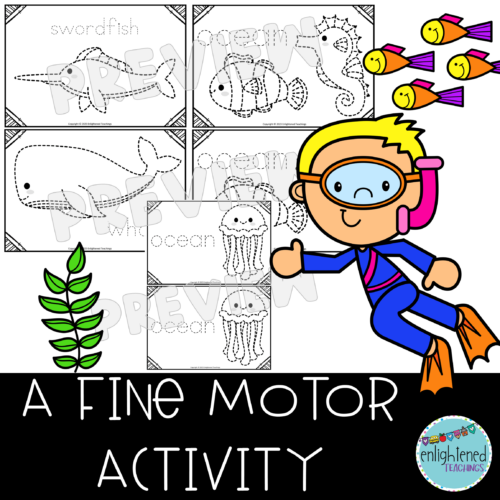 Ocean Animals Tracing Worksheets Fine Motor Activity Ocean Animals ...