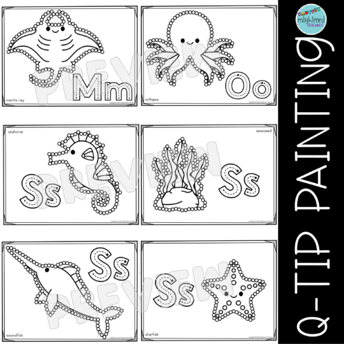 Ocean Animals Q-tip Painting Fine Motor Activity Ocean Dot Painting ...