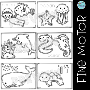 Ocean Animals Q-tip Painting Fine Motor Activity Ocean Dot Painting ...