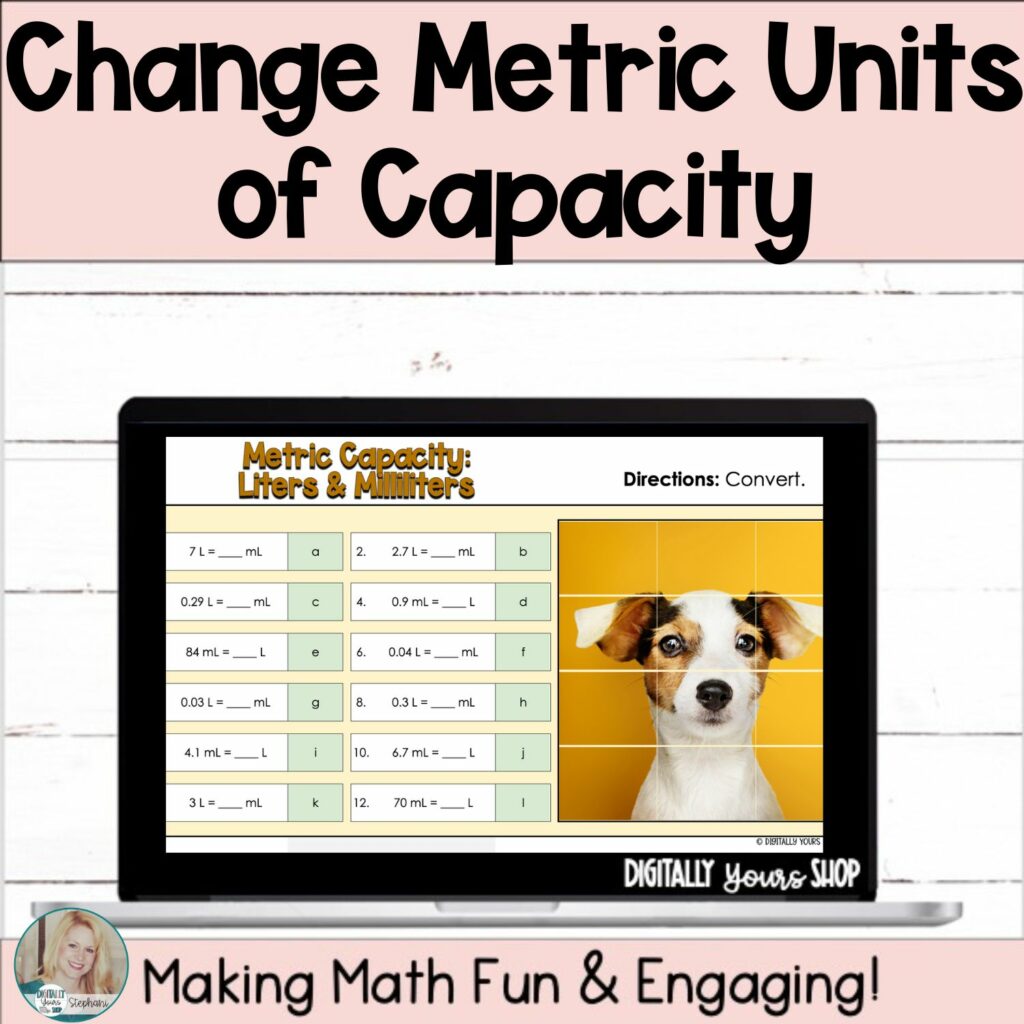 Change - Convert - Metric Capacity Digital Self-Checking Math Activity ...