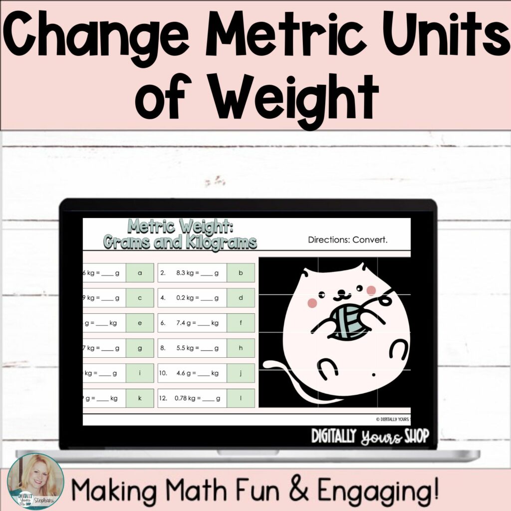 Change - Convert - Metric Weight Digital Self-Checking Math Activity ...