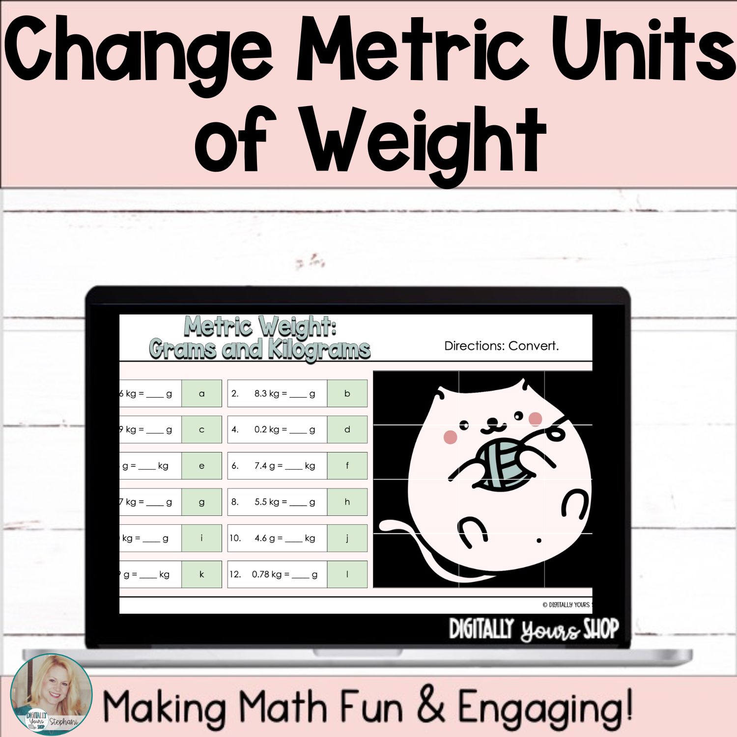 Change - Convert - Metric Weight Digital Self-Checking Math Activity ...