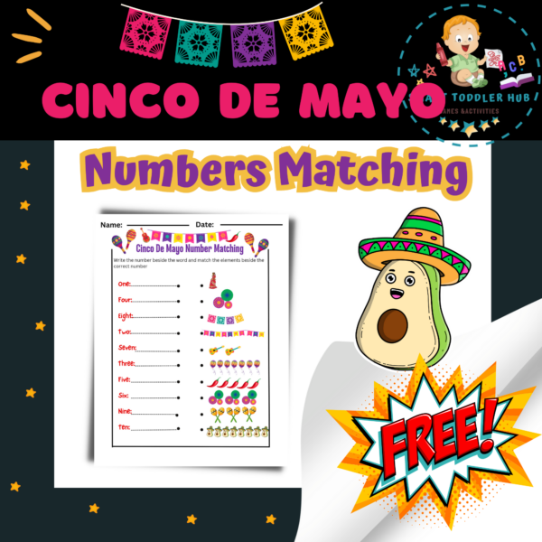 Cinco de Mayo Numbers Matching Worksheet for Kids: Fun and Educational ...