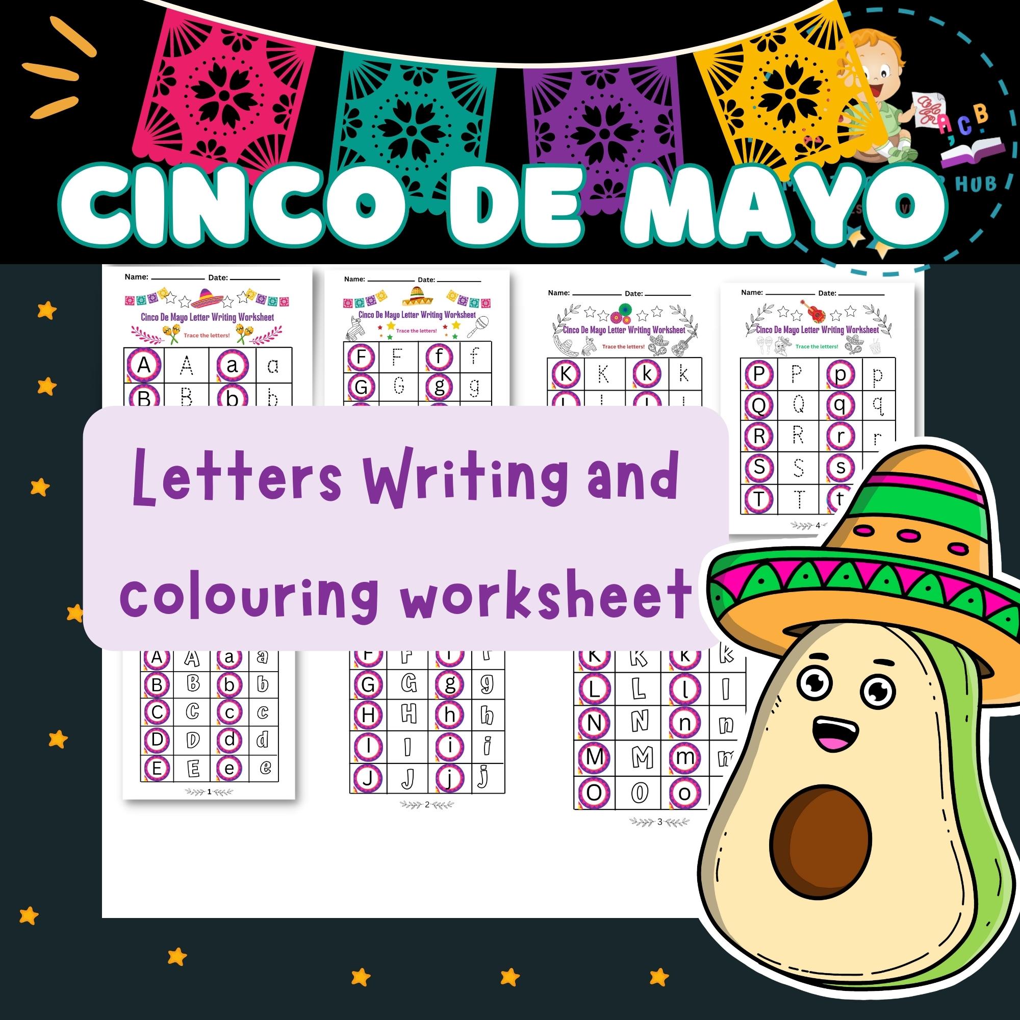 Cinco de Mayo Letter Writing and Coloring Worksheet: Celebrate with ...
