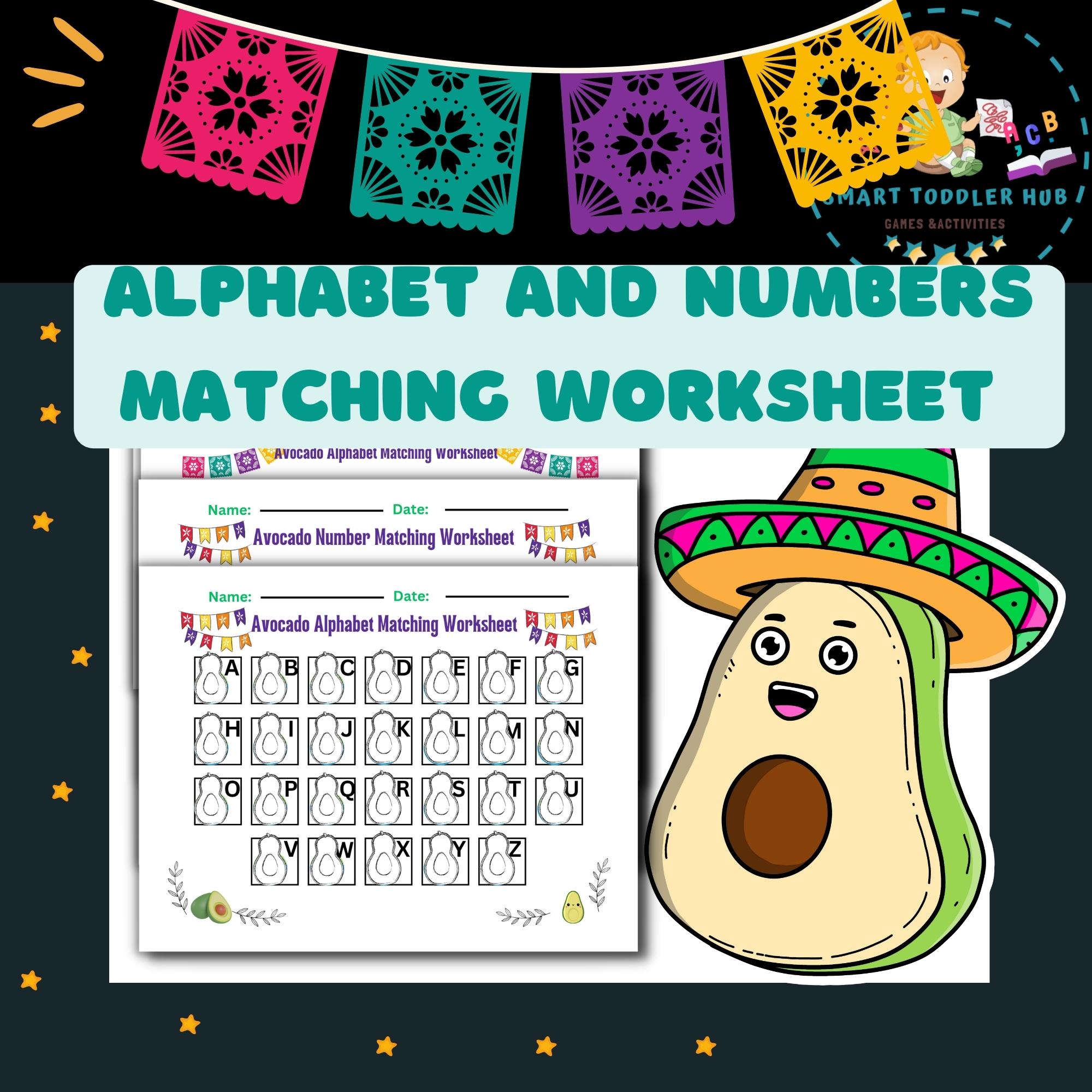 Cinco de Mayo Avocado Alphabet and Numbers Matching Worksheet: Fun ...