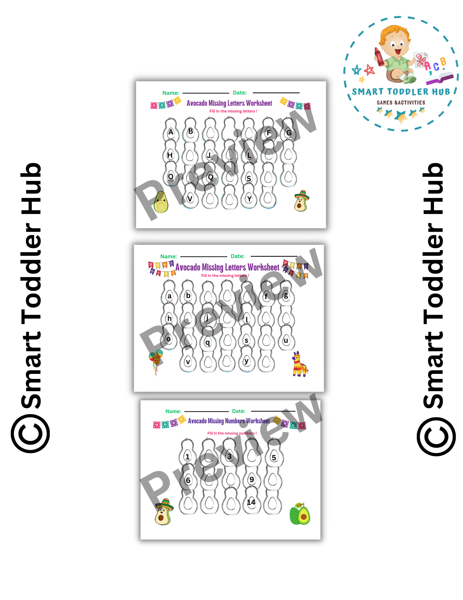 Cinco de Mayo Avocado Missing Letters and Numbers Worksheet: Exciting ...