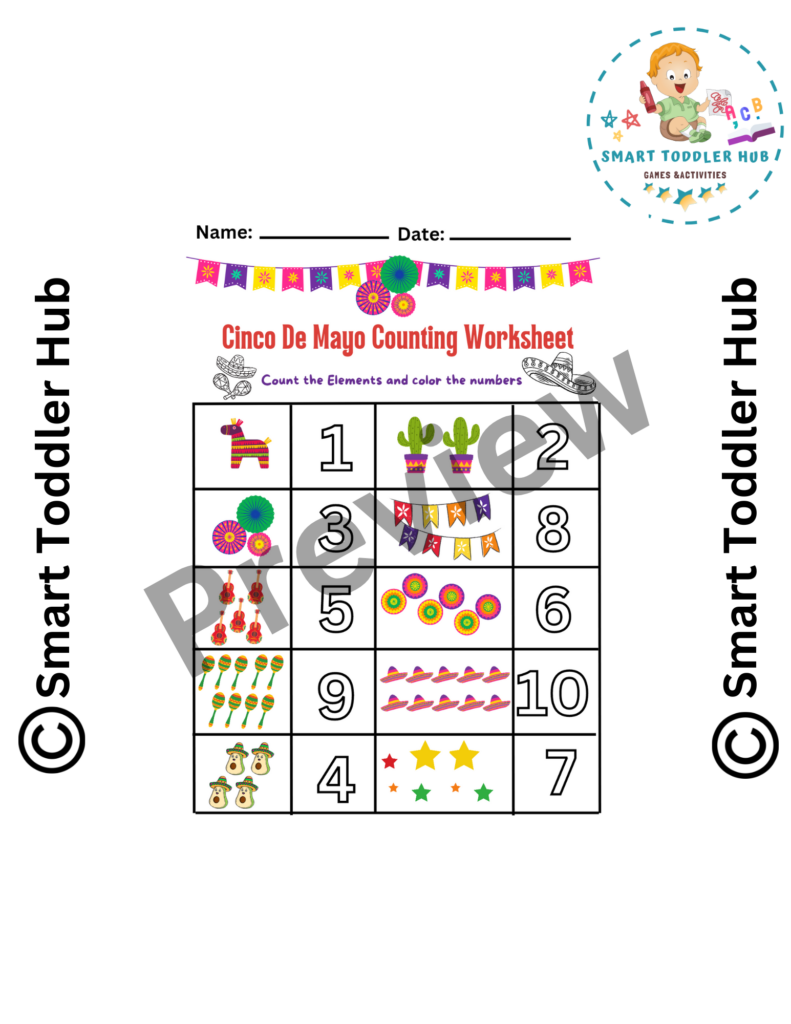 Cinco de Mayo Counting Numbers Worksheet: Fun Learning for Kids! | Made ...