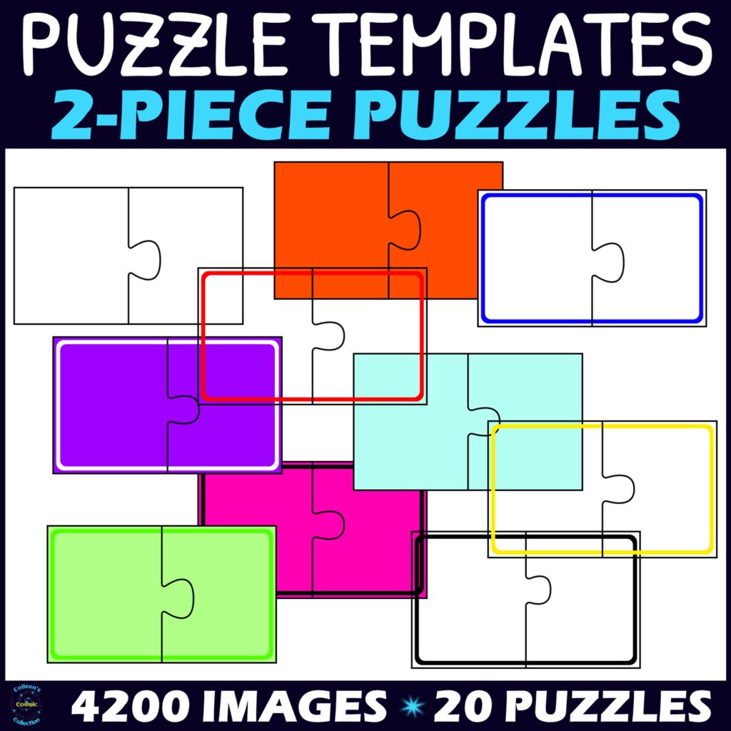 2 Piece Self-Correcting Puzzle Templates Clipart | Made By Teachers