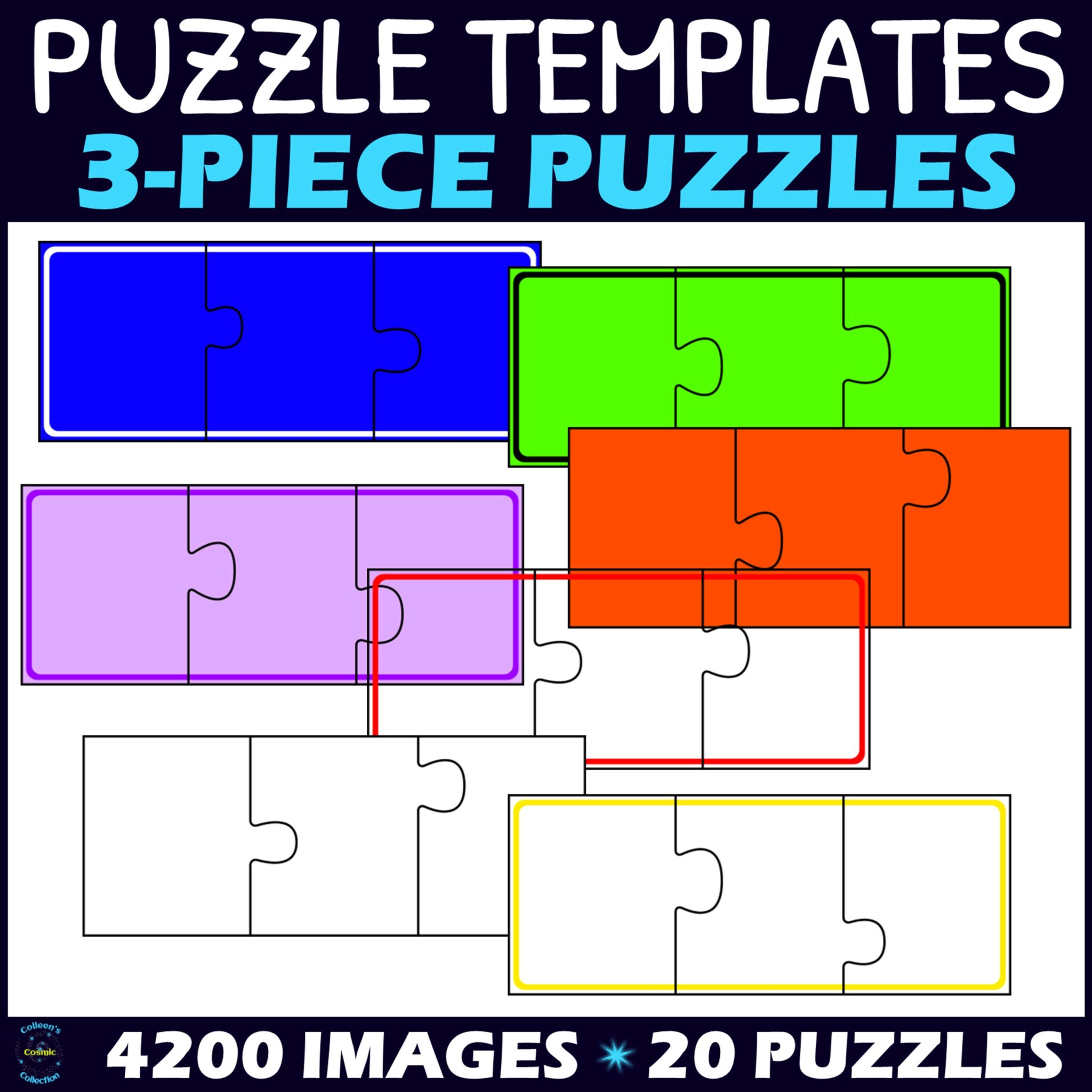 3 Piece Self-Correcting Puzzle Templates Clipart | Made By Teachers