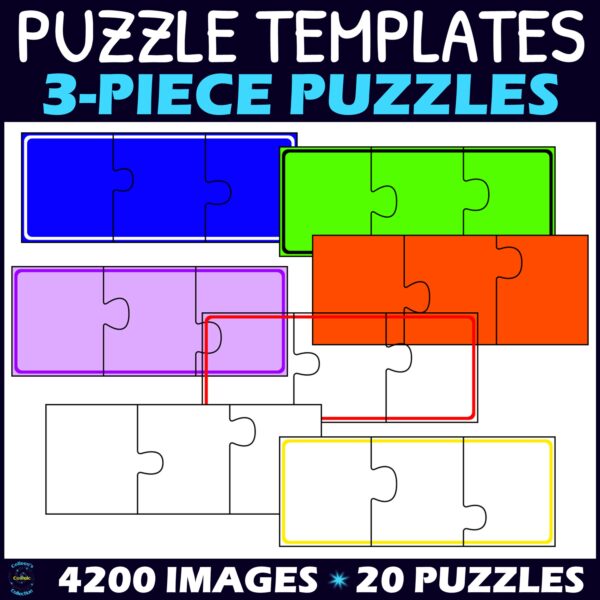3 Piece Self-Correcting Puzzle Templates Clipart | Made By Teachers