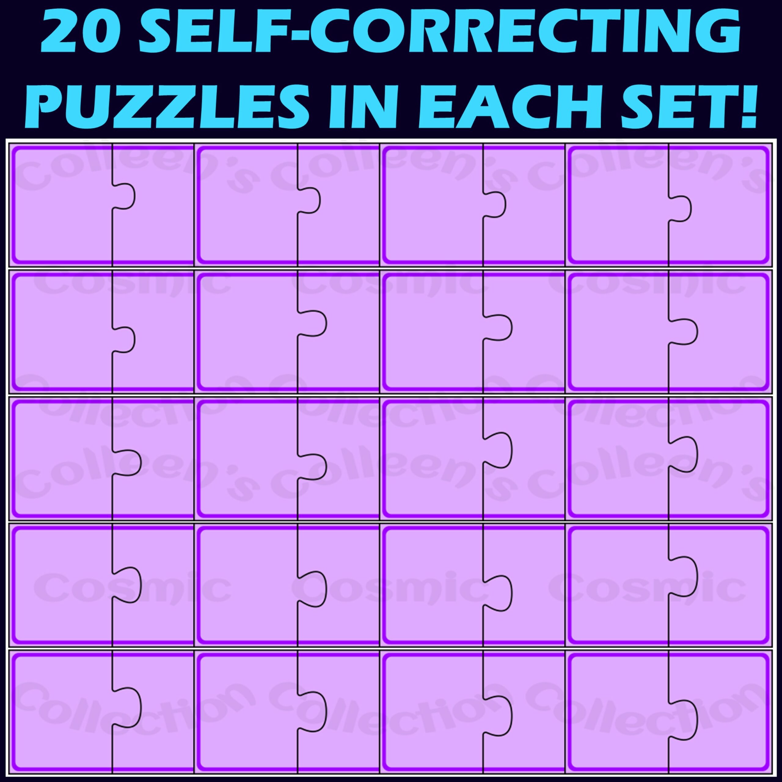 2 Piece Self-Correcting Puzzle Templates Clipart | Made By Teachers