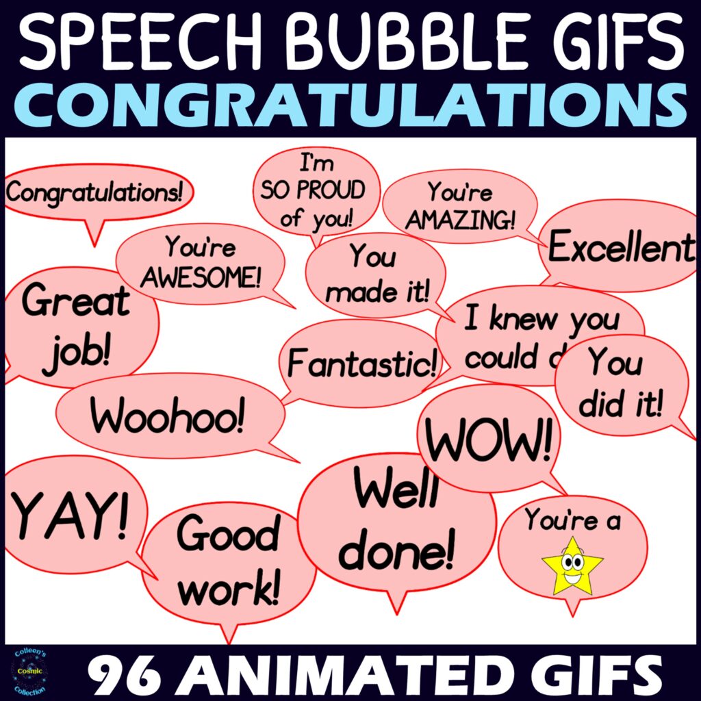 Congratulations Speech Bubble GIFs Clipart - Red | Made By Teachers