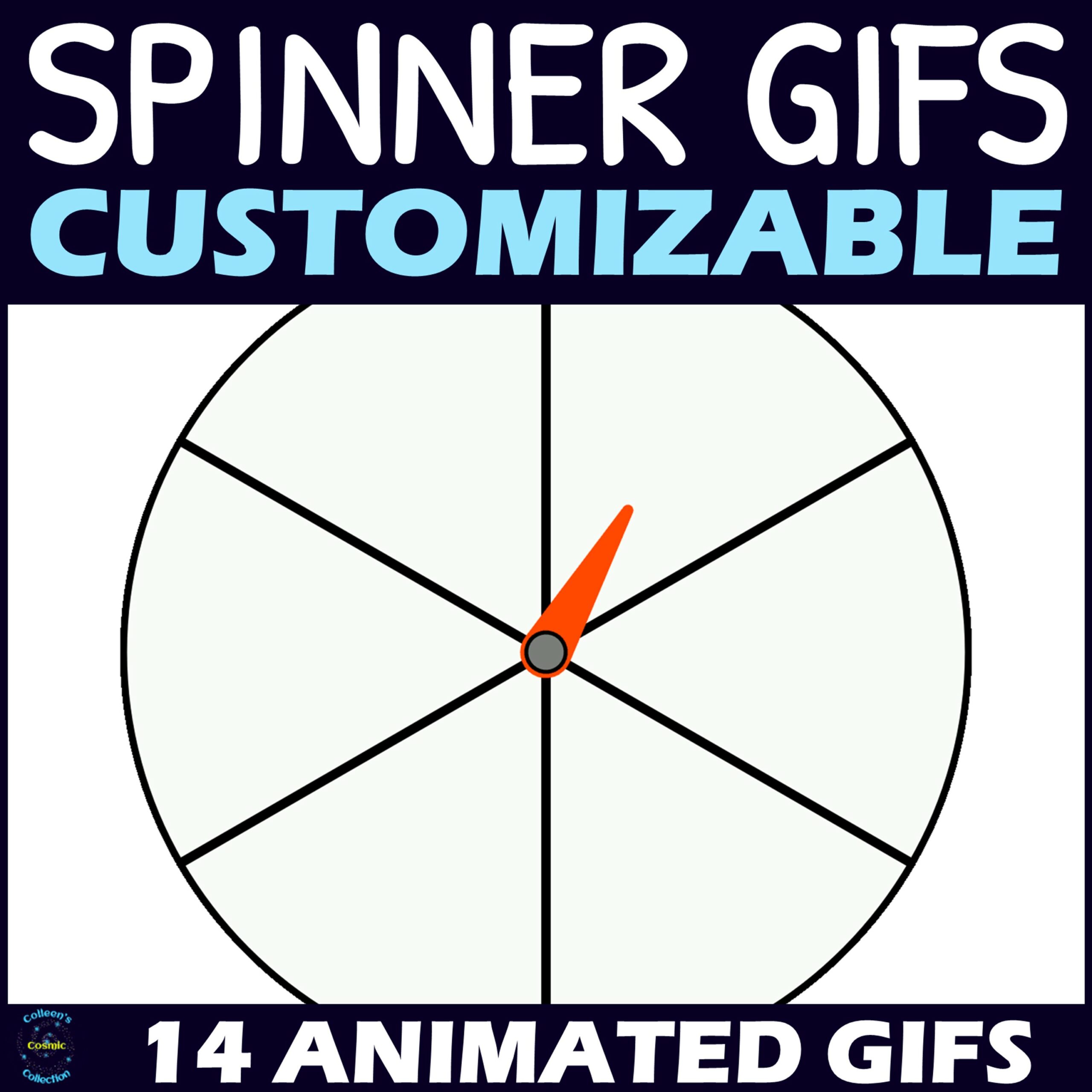Customizable Spinner GIFs Clipart – 6 Sections | Made By Teachers