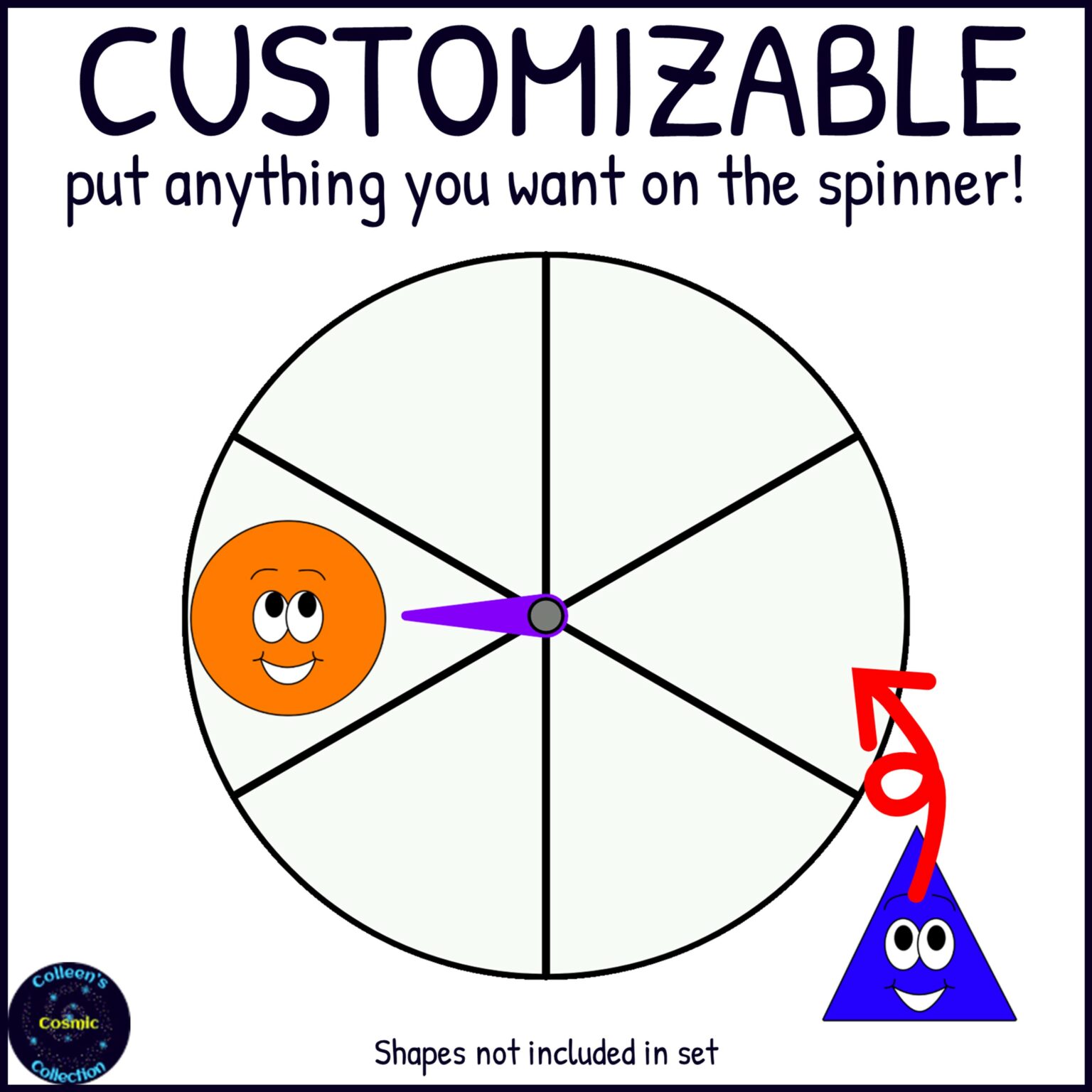 Customizable Spinner GIFs Clipart – 6 Sections | Made By Teachers