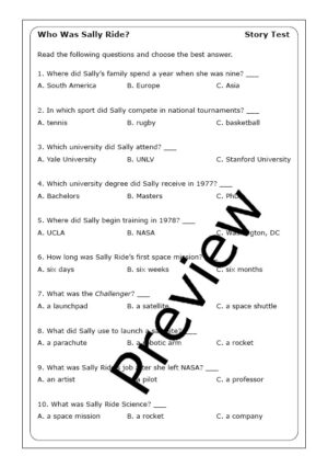 Megan Stine "Who Was Sally Ride?" worksheets | Made By Teachers