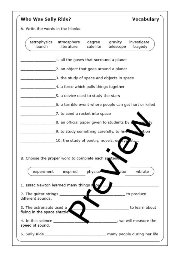 Megan Stine "Who Was Sally Ride?" worksheets | Made By Teachers