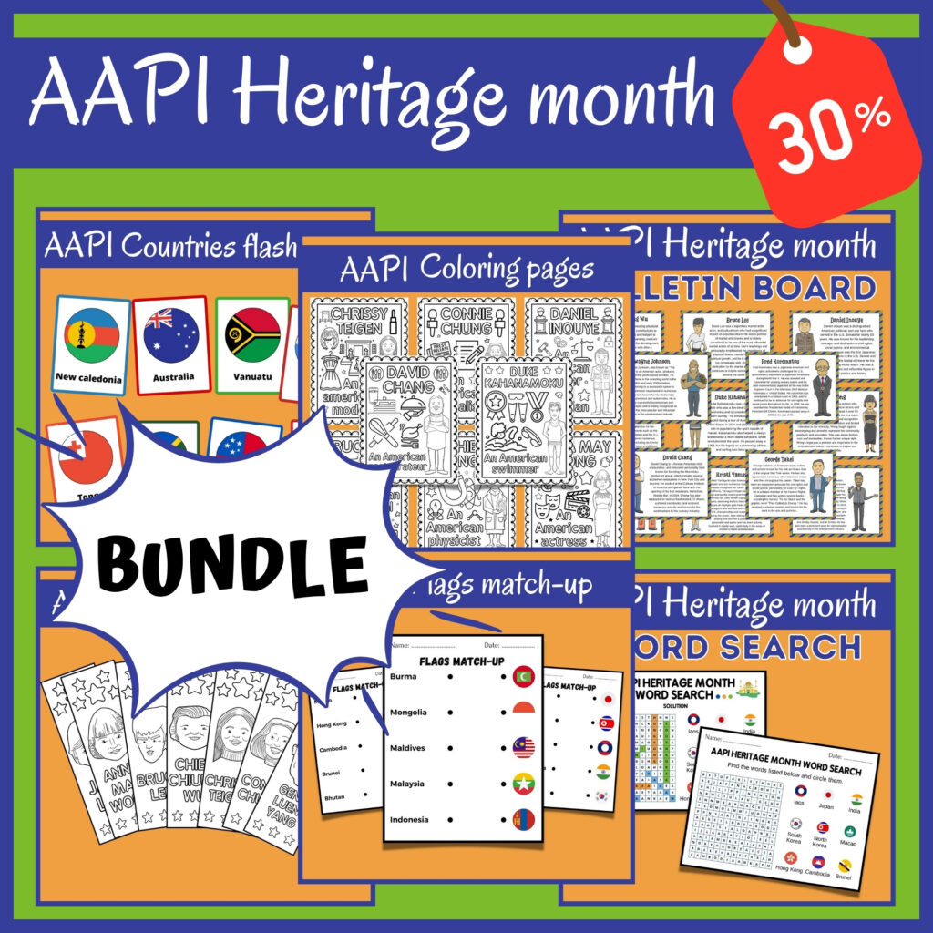 AAPI Heritage Month Bundle | Coloring pages | word Search | Flashcards ...