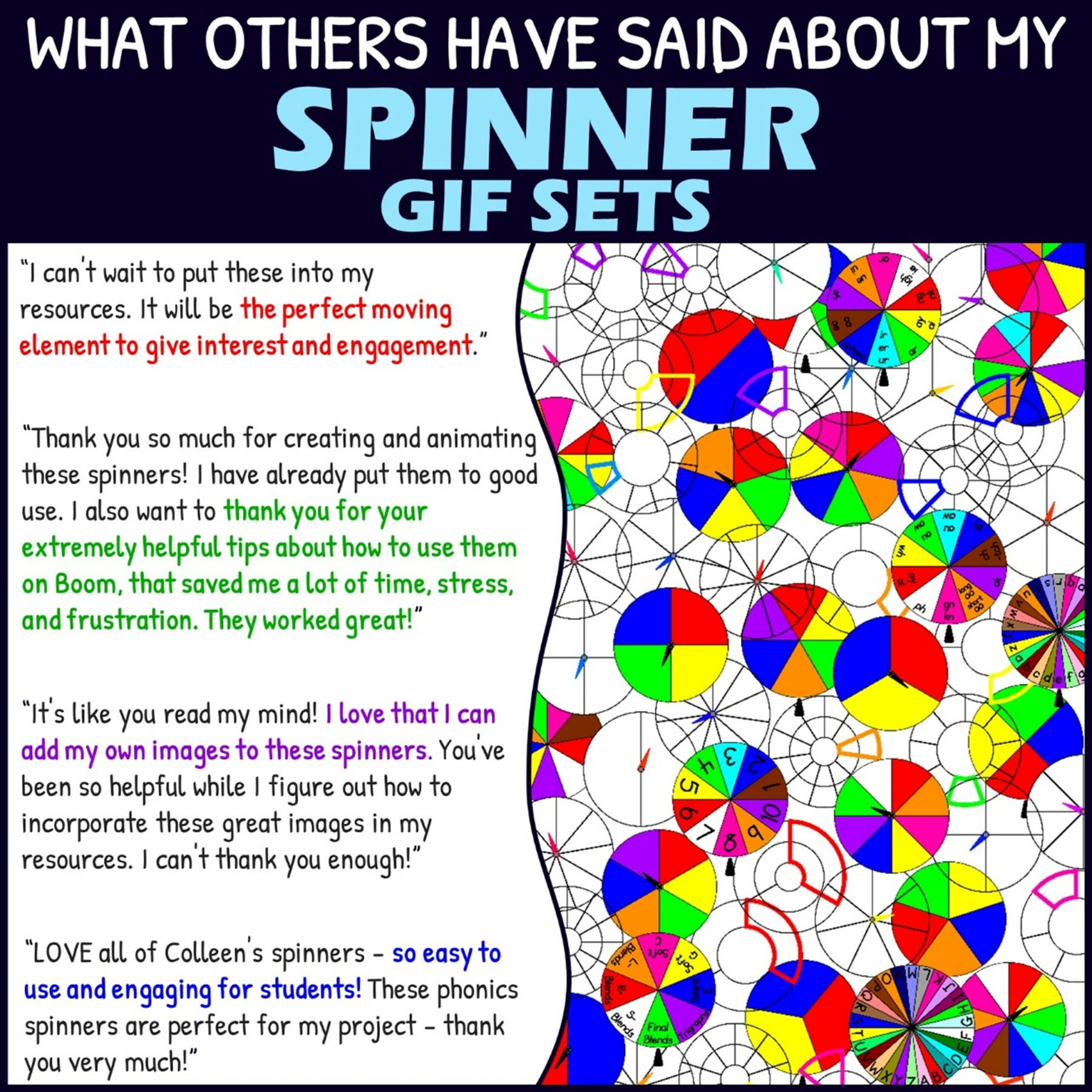 Customizable Spinners GIFs – 2 Colors – FREE | Made By Teachers