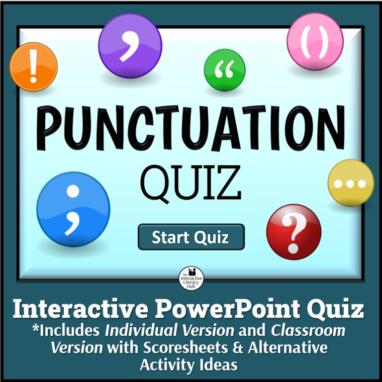 Punctuation Quiz - Interactive PowerPoint Quiz with Scoring Sheets ...