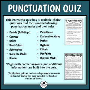 Punctuation Quiz - Interactive PowerPoint Quiz with Scoring Sheets ...