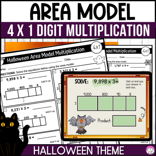 Halloween 4 Digit by 1 Digit Area Model Multiplication Google Slides ...