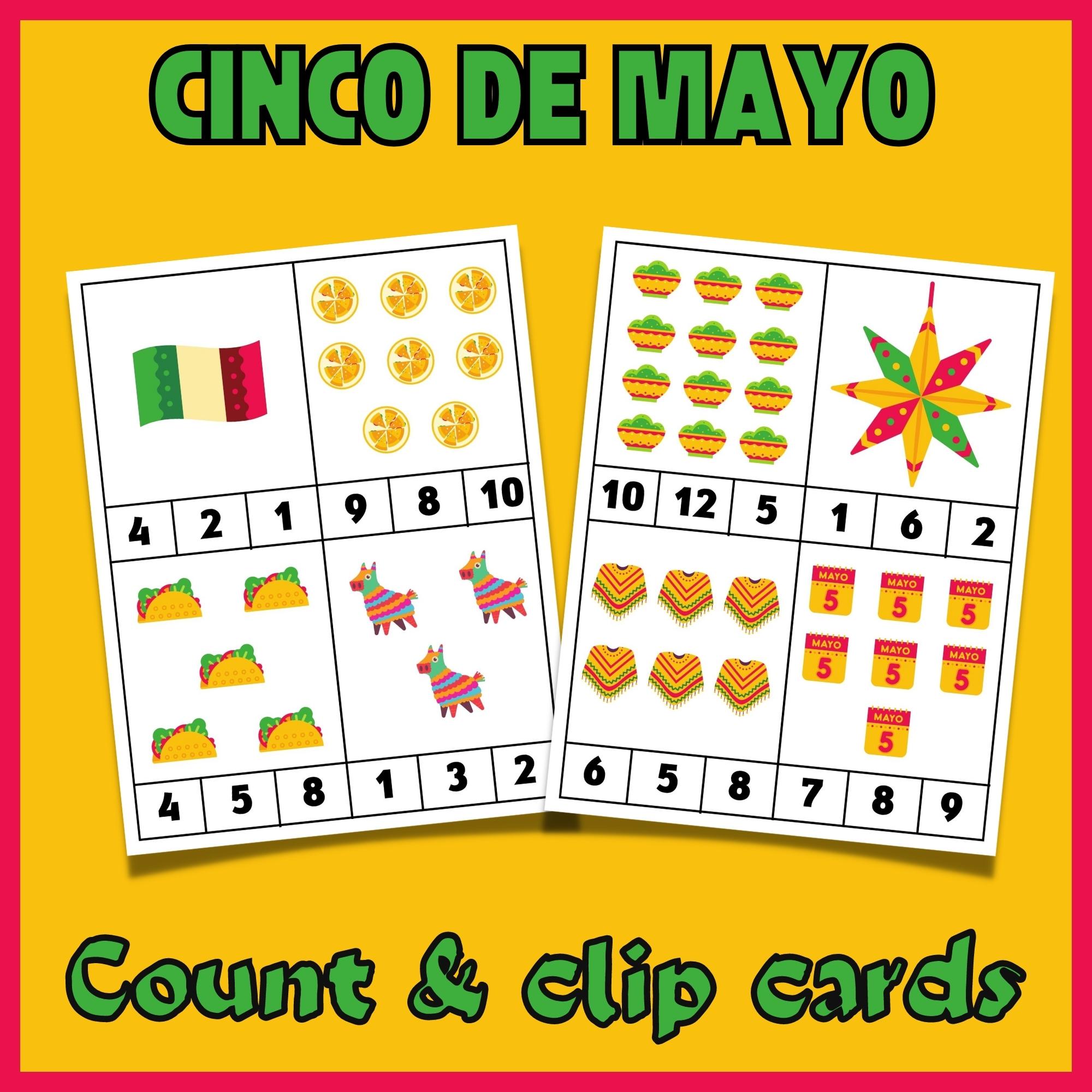 Cinco De Mayo Count & Clip Cards | Cinco De Mayo Math Activities | Made ...