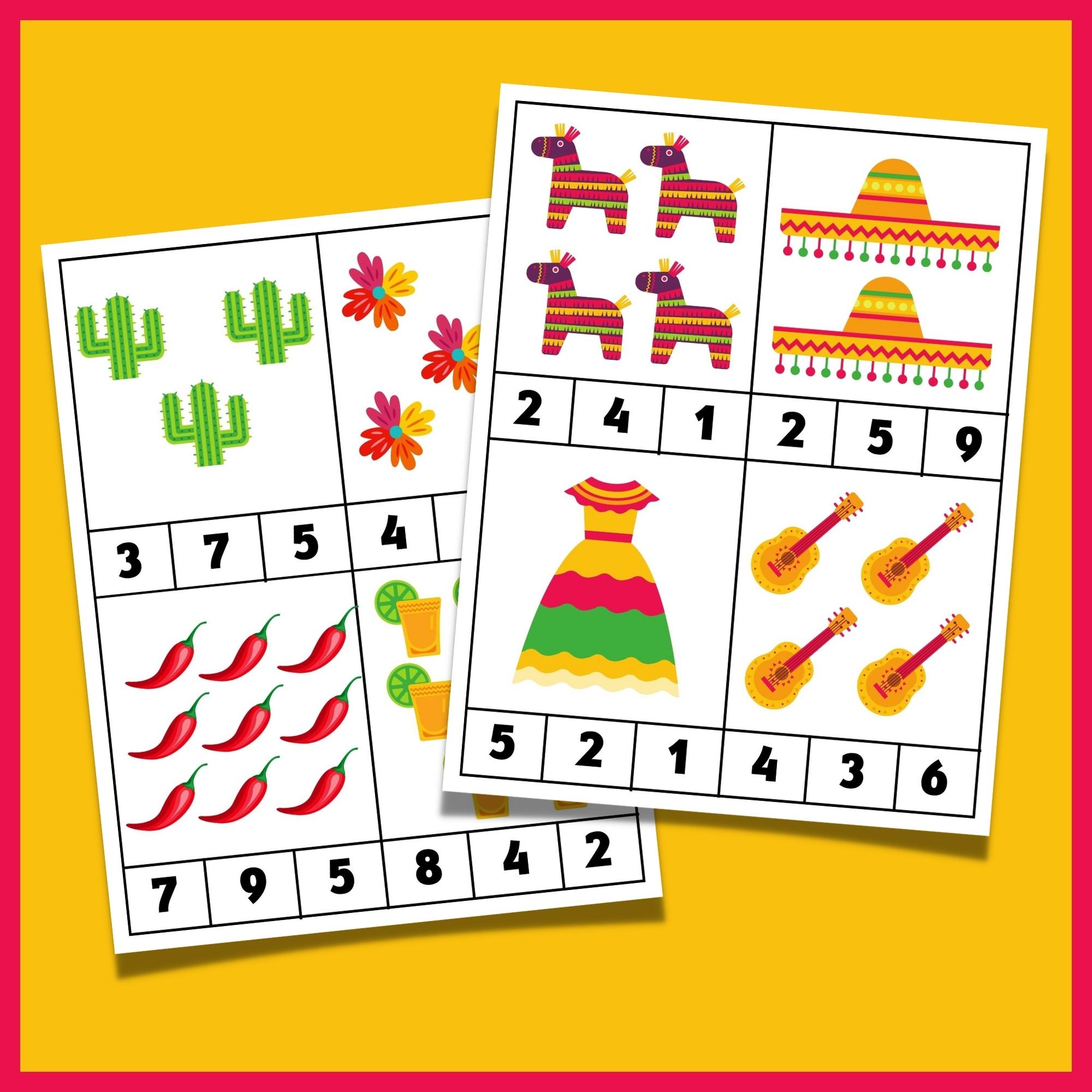 Cinco De Mayo Count & Clip Cards | Cinco De Mayo Math Activities | Made ...