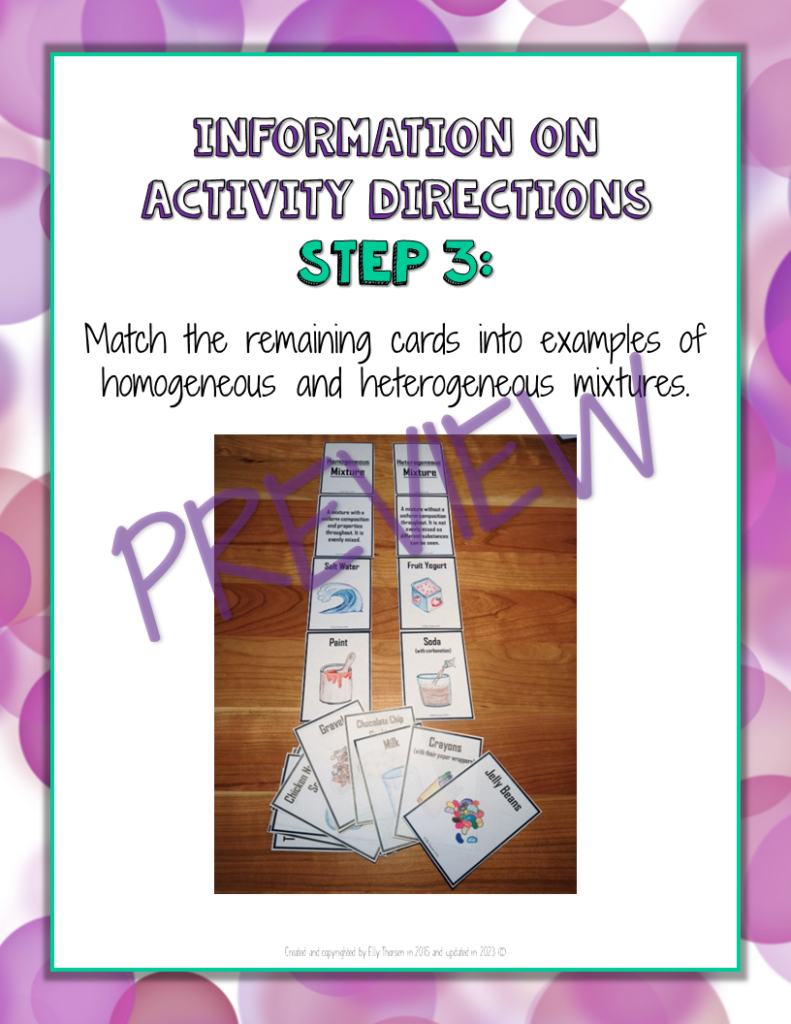 Homogeneous and Heterogeneous Mixtures Card Sorting Activity | Made By ...