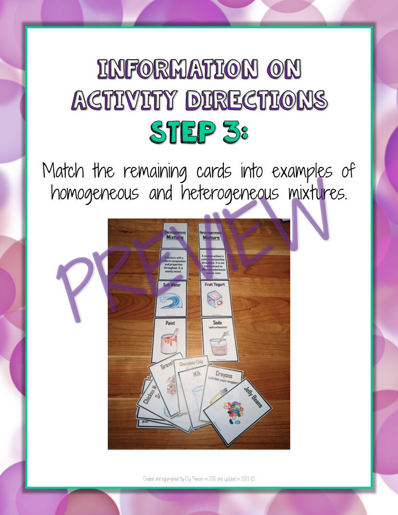 Homogeneous and Heterogeneous Mixtures Card Sorting Activity | Made By ...