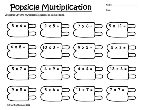Popsicle Multiplication and Division Worksheets | Made By Teachers