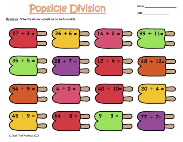 Popsicle Multiplication and Division Worksheets | Made By Teachers