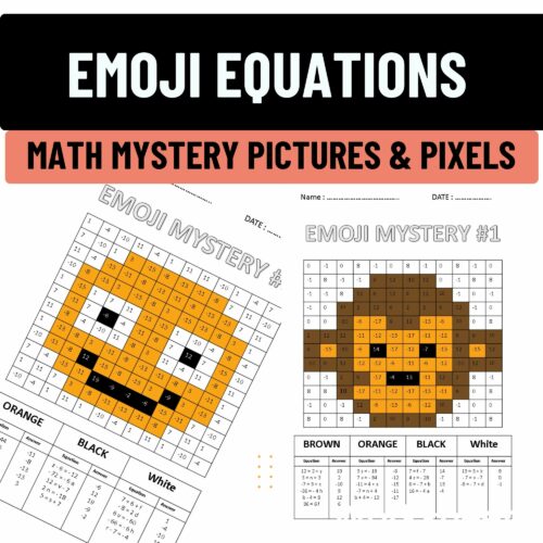 Equations Math Mystery Picture Digital Pixel Art Activity - Emoji ...