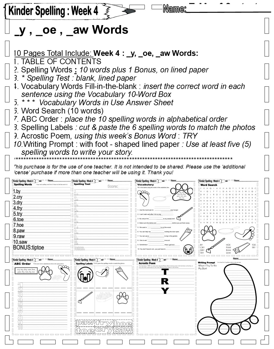 Kindergarten Spelling Worksheets Curriculum Week 4 | Made By Teachers