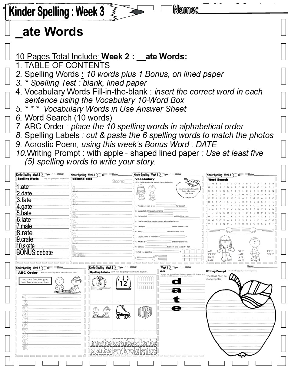 Kindergarten Spelling Worksheets Curriculum Week 3 | Made By Teachers