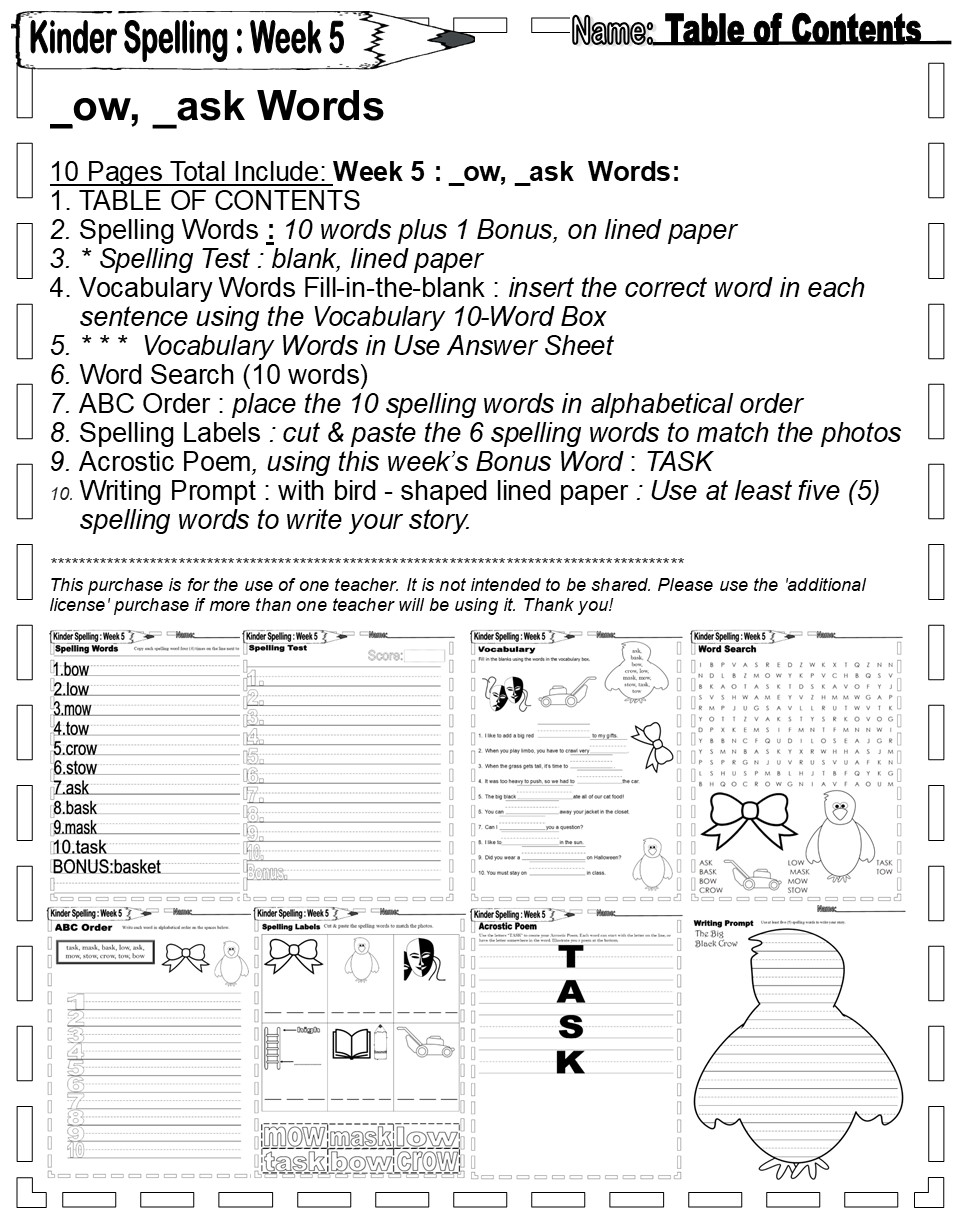 Kindergarten Spelling Worksheets Curriculum Week 5 | Made By Teachers