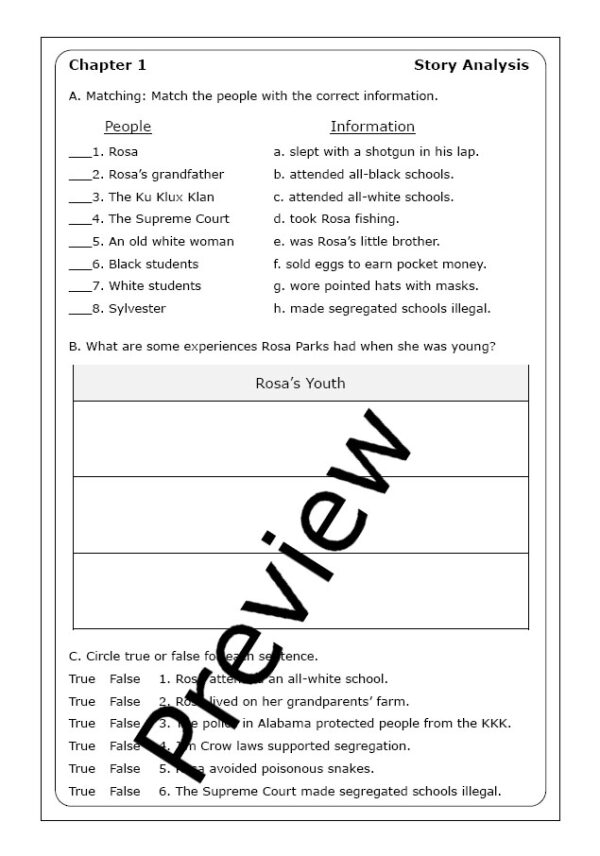 Yona Zeldis McDonough "Who Was Rosa Parks?" worksheets | Made By Teachers