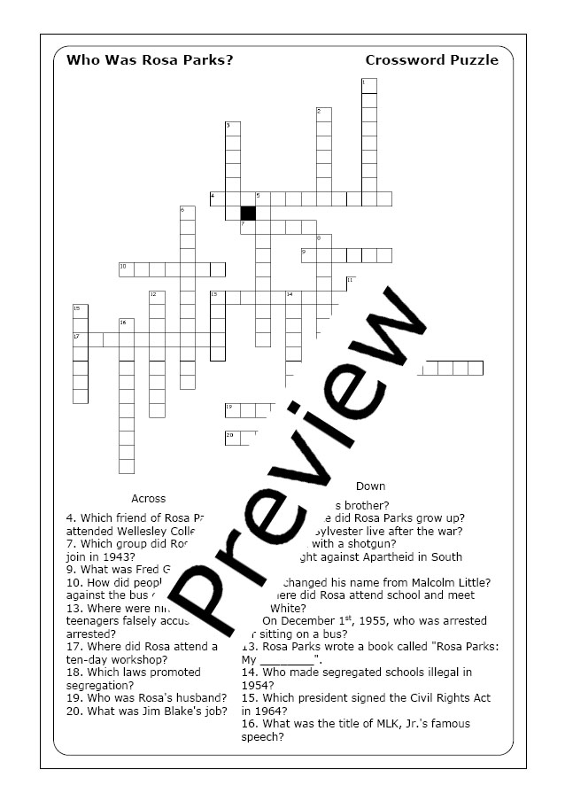 Yona Zeldis McDonough "Who Was Rosa Parks?" worksheets | Made By Teachers