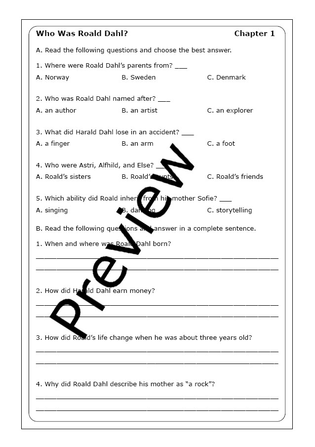 True Kelley "Who Was Roald Dahl?" worksheets | Made By Teachers