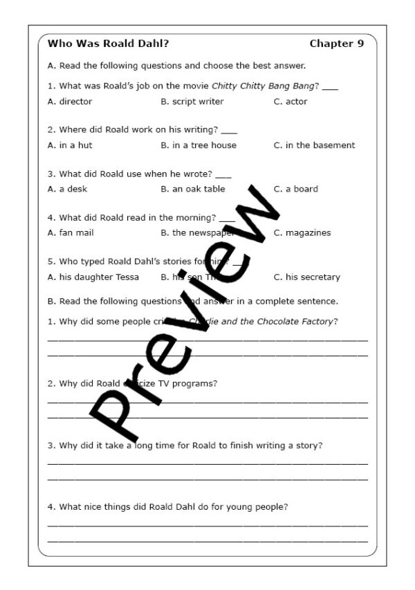 True Kelley "Who Was Roald Dahl?" worksheets | Made By Teachers