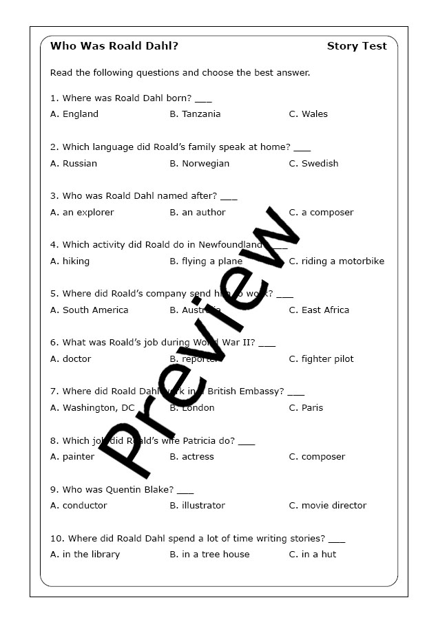 True Kelley "Who Was Roald Dahl?" worksheets | Made By Teachers