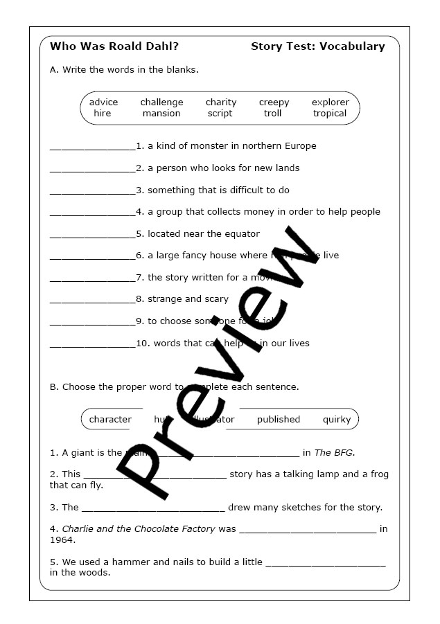 True Kelley "Who Was Roald Dahl?" worksheets | Made By Teachers
