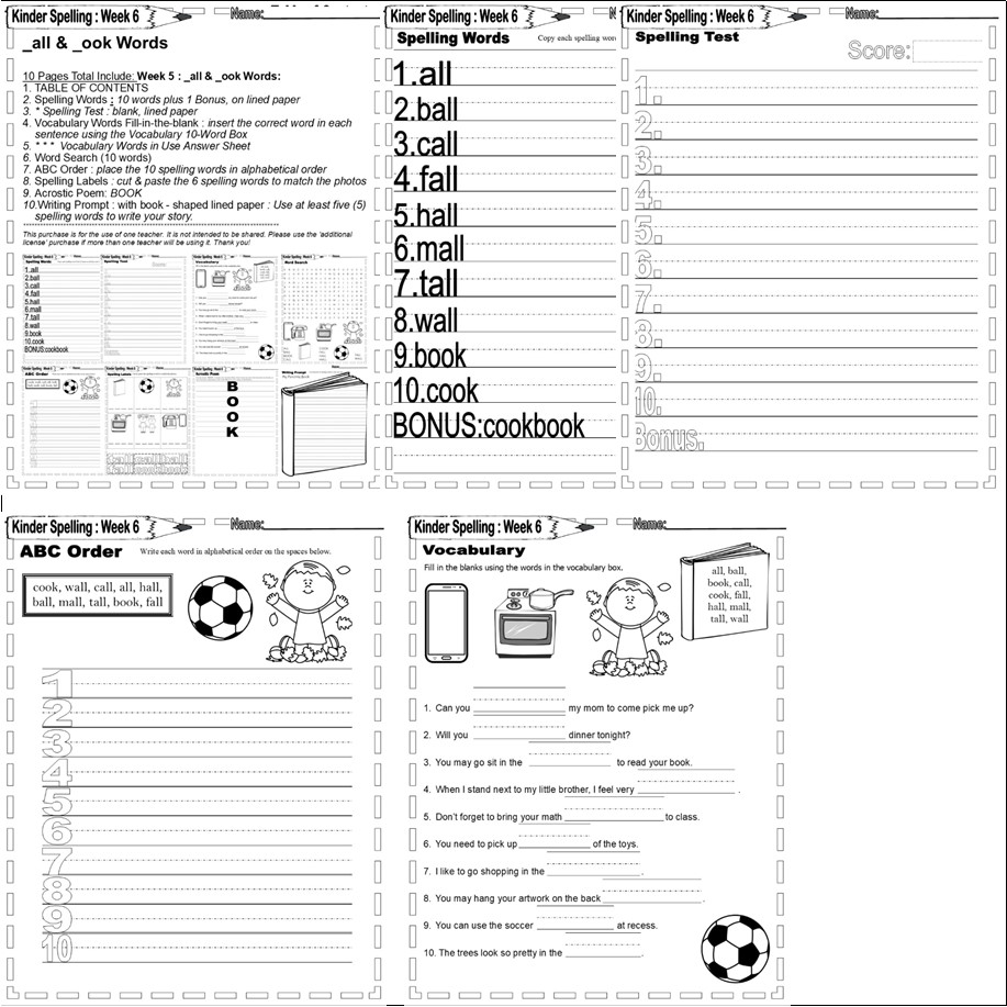 Kindergarten Spelling Worksheets Curriculum Week 6 | Made By Teachers