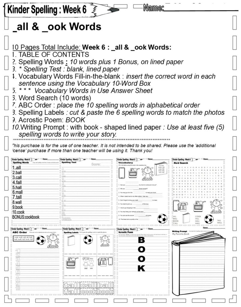 Kindergarten Spelling Worksheets Curriculum Week 6 | Made By Teachers