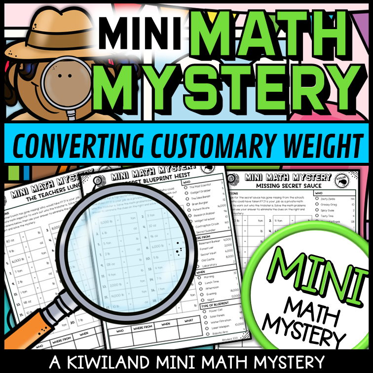Converting Customary Units of Weight Mini Math Mystery Detective for ...