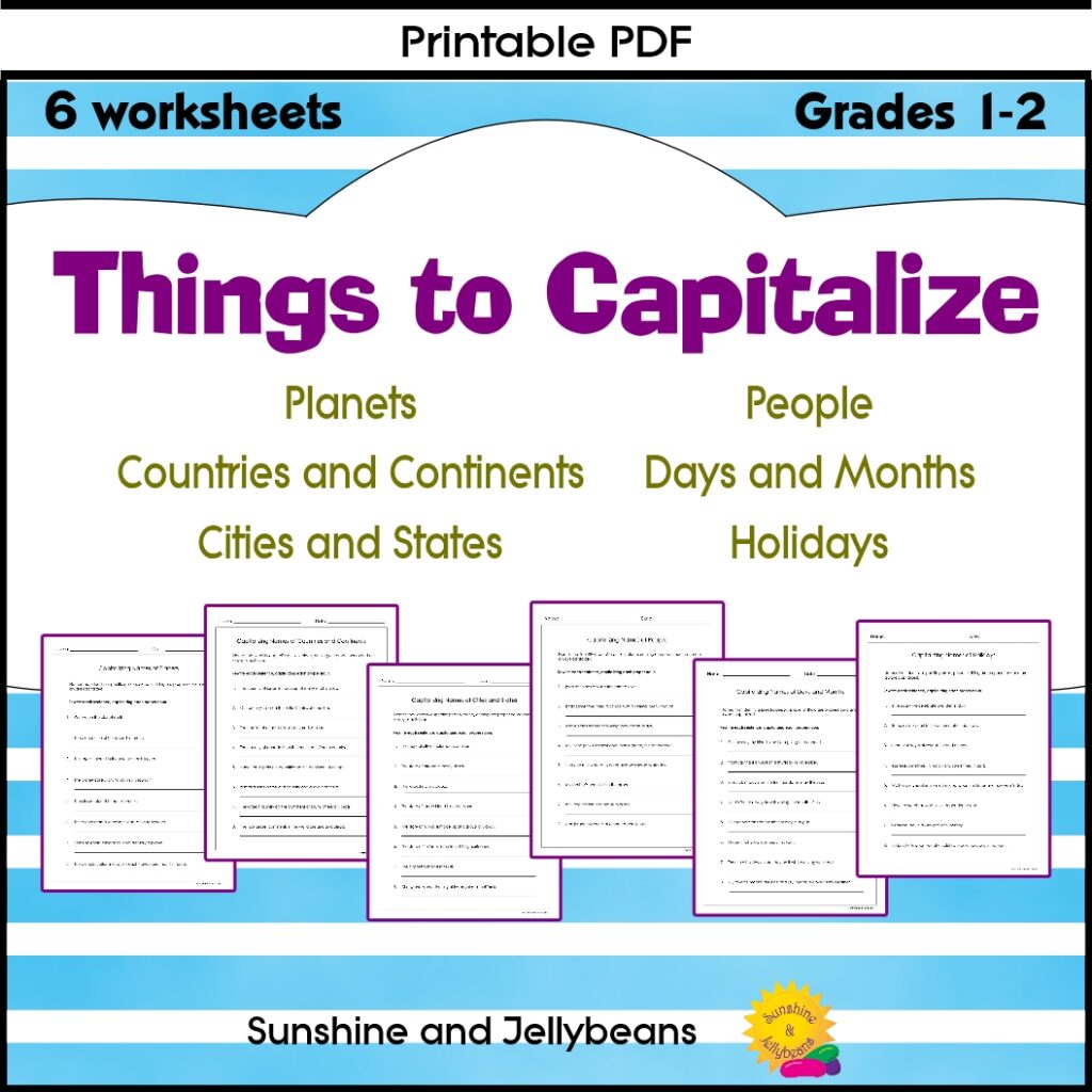 Things to Capitalize - Types of Proper Nouns - 6 worksheets - Grades 1 ...