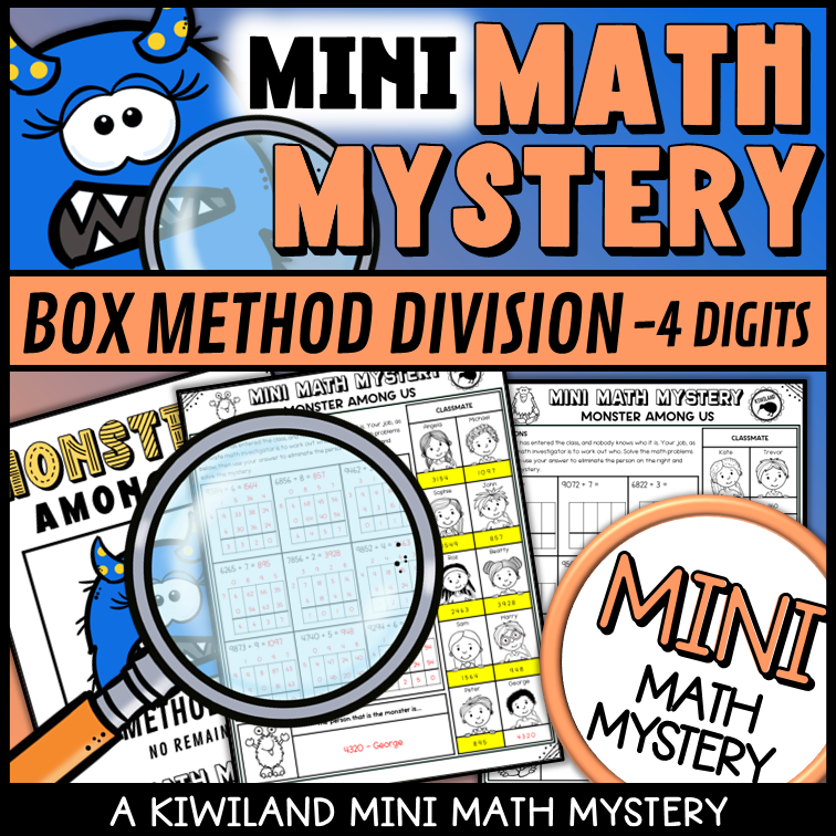 Box Method Long Division with No Remainders Mini Math Mystery Detective ...