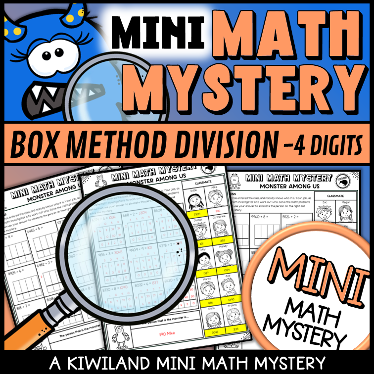 Box Method Long Division with No Remainders Mini Math Mystery Detective ...