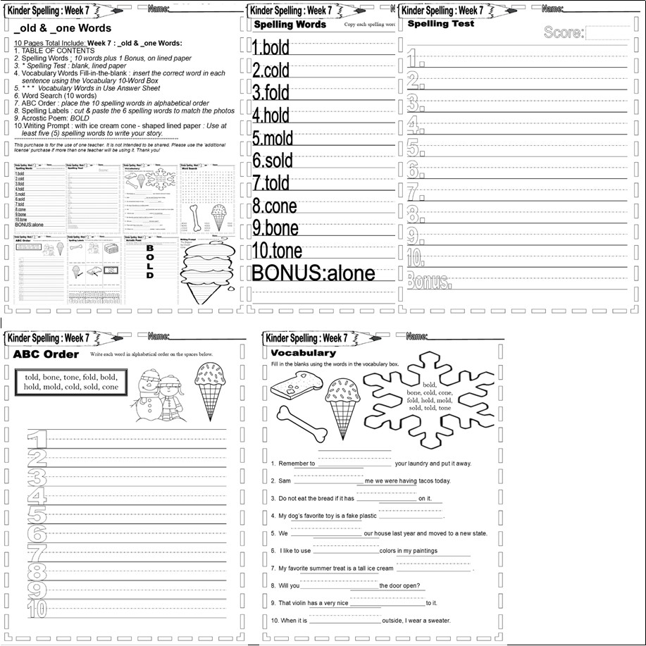 Kindergarten Spelling Worksheets Curriculum Week 7 | Made By Teachers