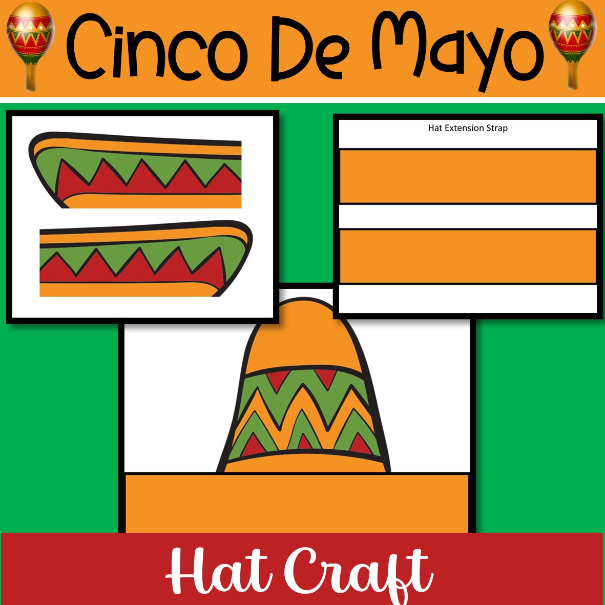 Cinco De Mayo Hat Crown Craft , Sombrero Hat, Mexican Hat | Made By ...